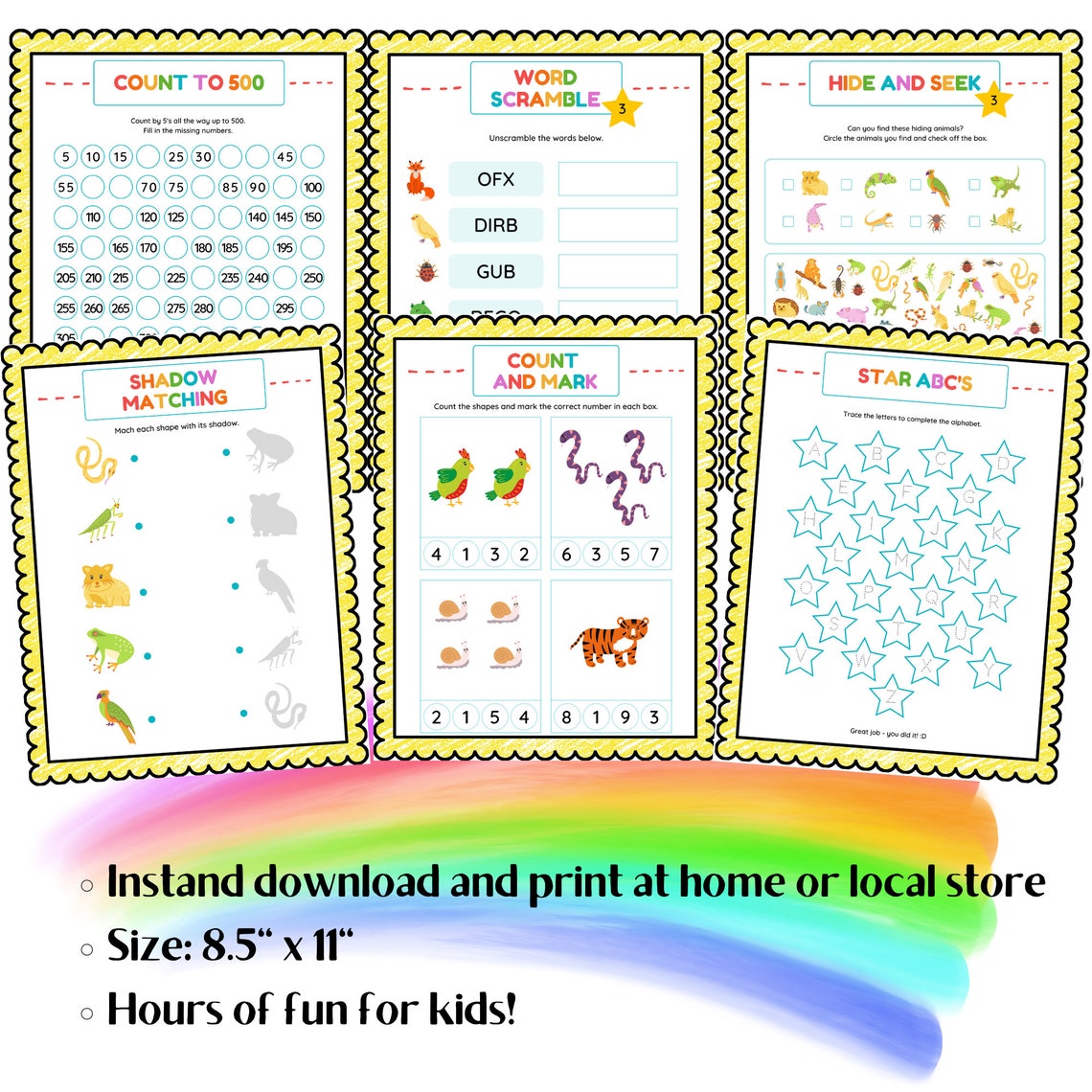 34 Kids Activities Printable Summer Activity Bundle Summer Worksheets ...