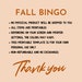 30 Cards Fall Bingo Printable Seasonal Game for Adults and Kids Fall ...