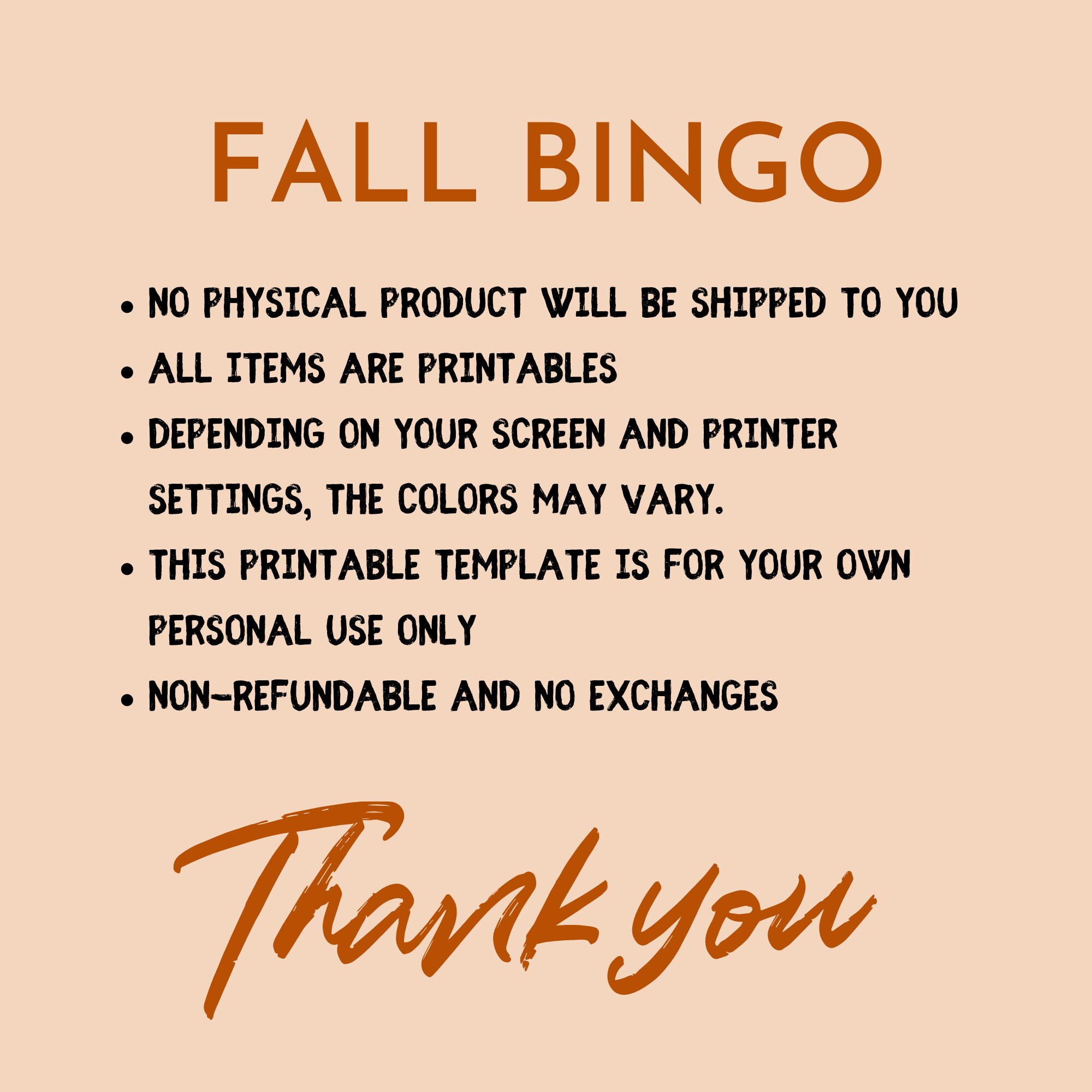 30 Cards Fall Bingo Printable | Seasonal Game for Adults and Kids ...