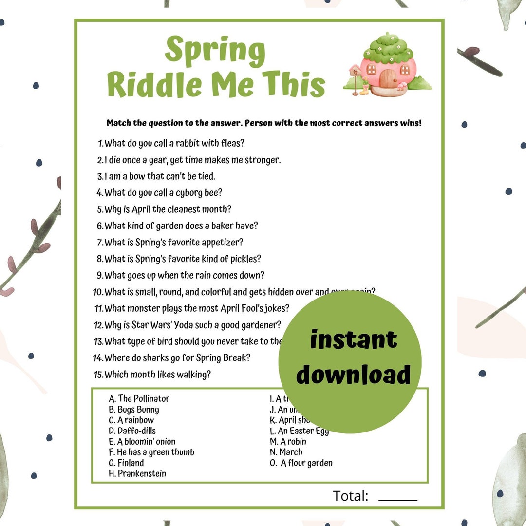 Spring Riddle Me This Game | Printable Springtime Game | Spring ...
