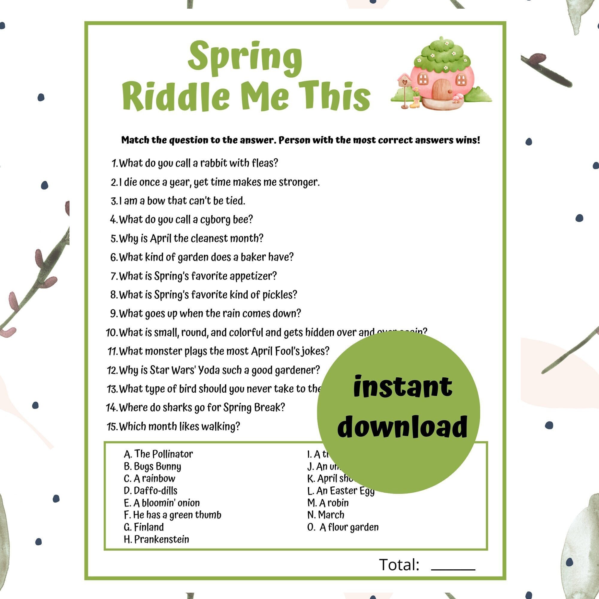 Spring Riddle Me This Game | Printable Springtime Game | Spring ...