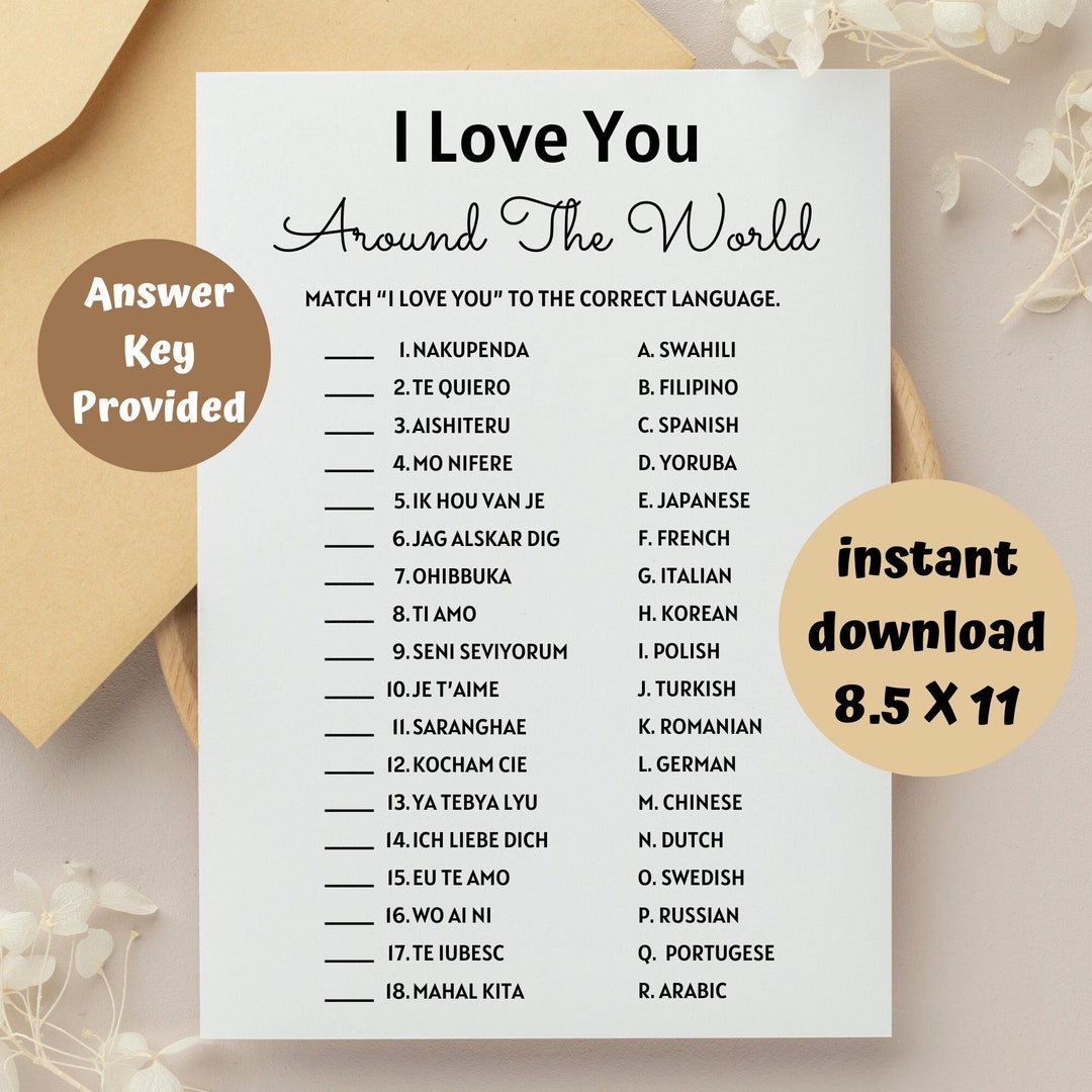 I Love You Around the World Wedding Game | Wedding Rehearsal Game ...