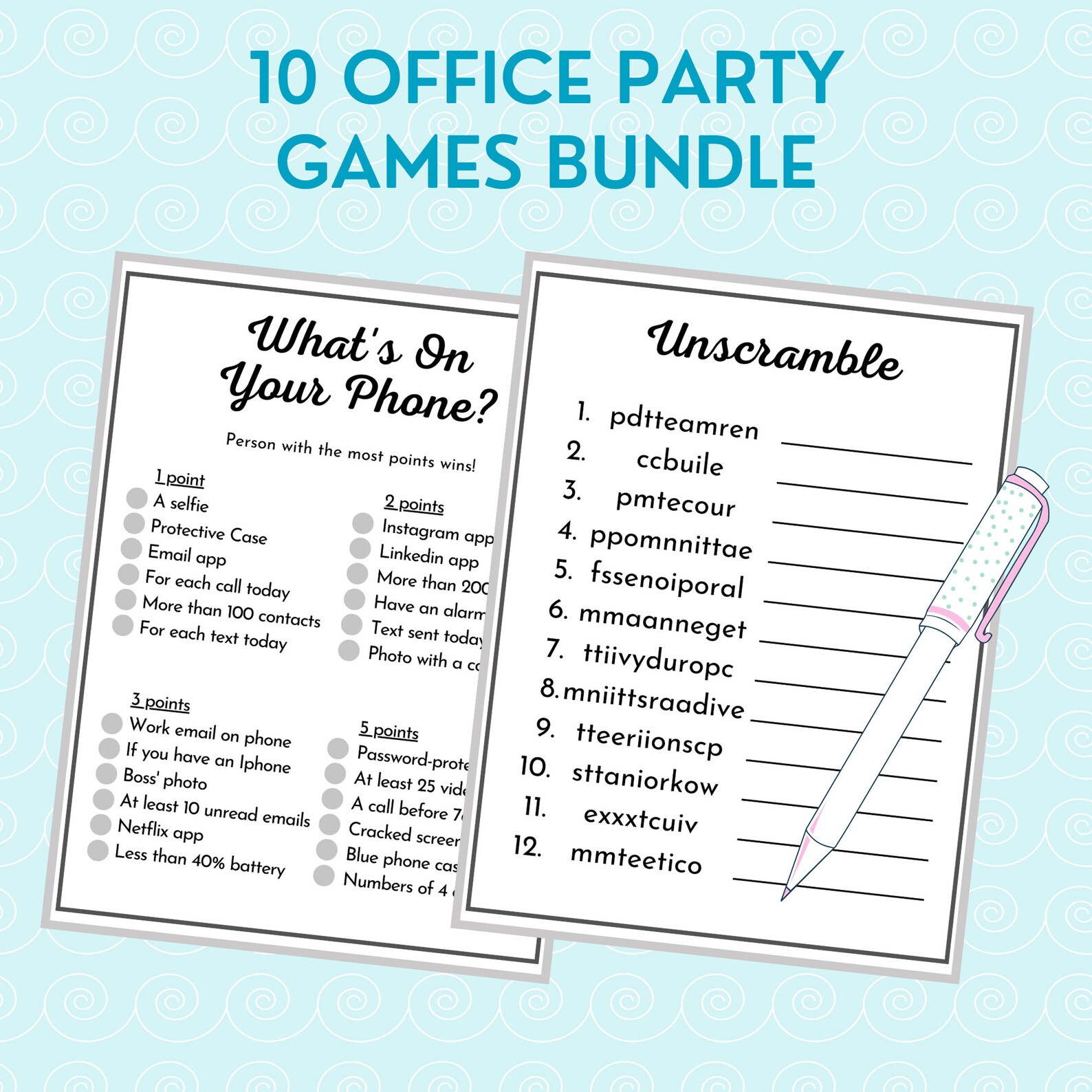 Office Party Games Bundle | Printable Games for Team Building ...