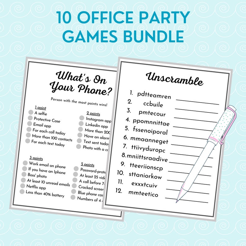 Office Party Games Bundle | Printable Games for Team Building ...