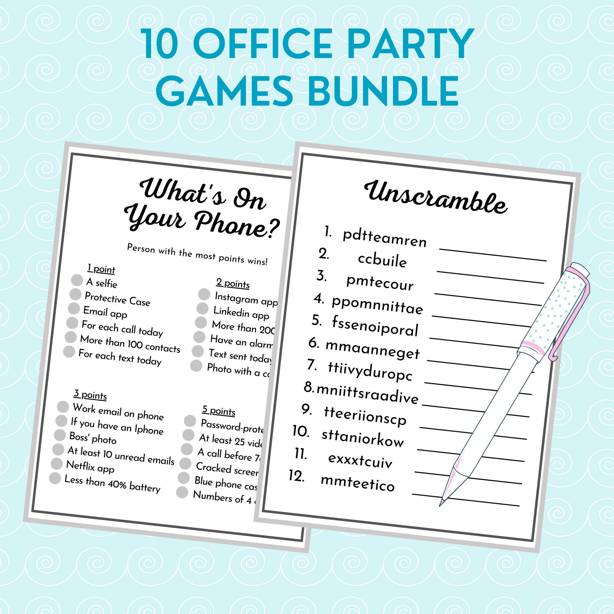 Office Party Games Bundle | Printable Games for Team Building ...