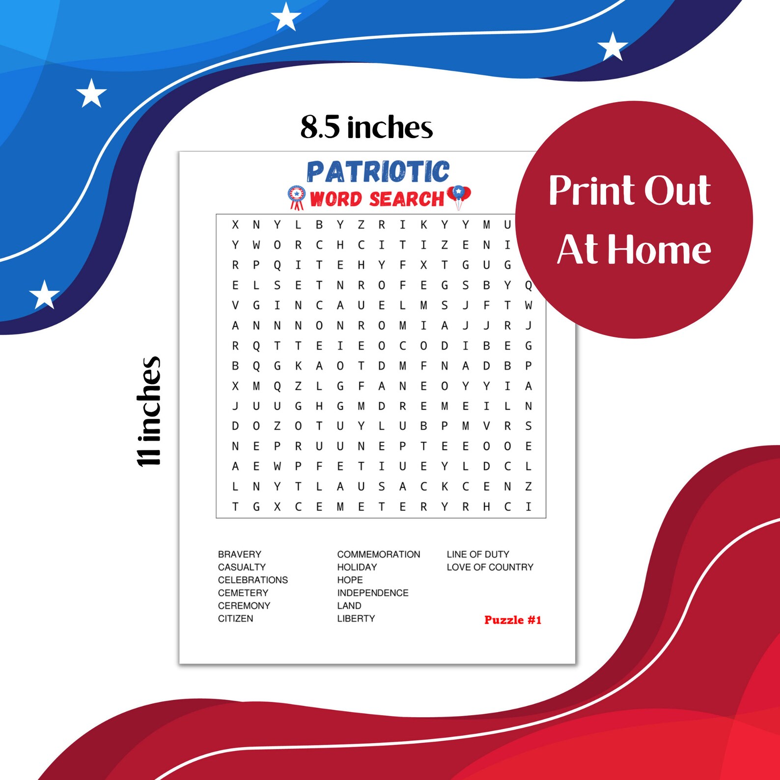40 Patriotic Word Searches | Patriotic Party Games | 4th of July ...