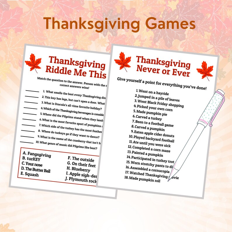 20 Thanksgiving Games Bundle | Thanksgiving Dinner Party Printable ...