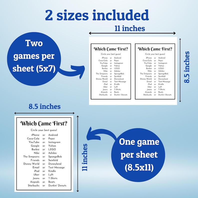 Which Came First Trivia Game | Printable Trivia Game Quiz | Office Game ...
