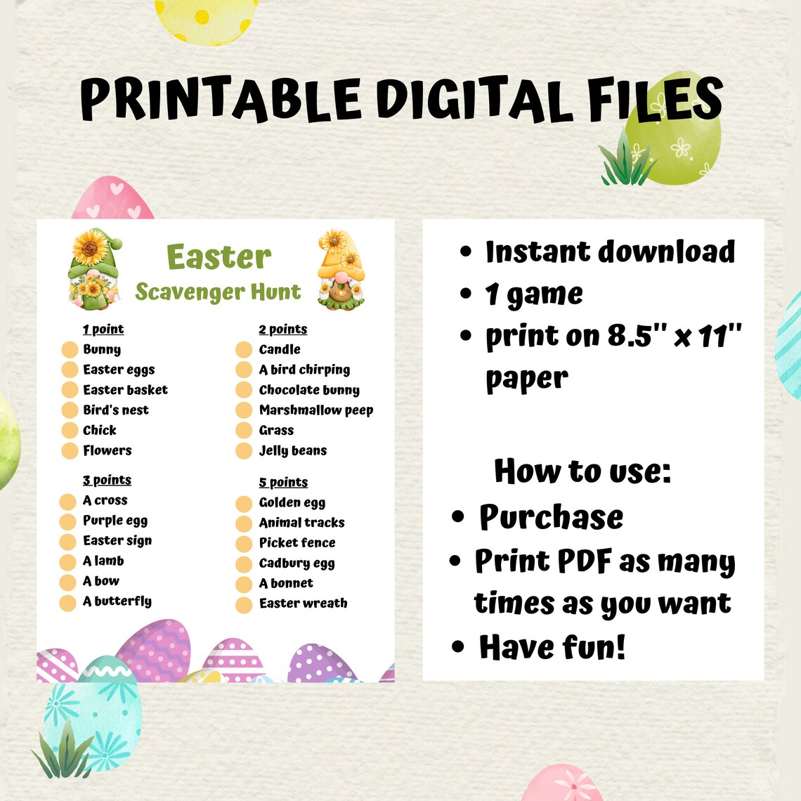 Easter Scavenger Hunt Printable Easter Game Easter Activities for ...