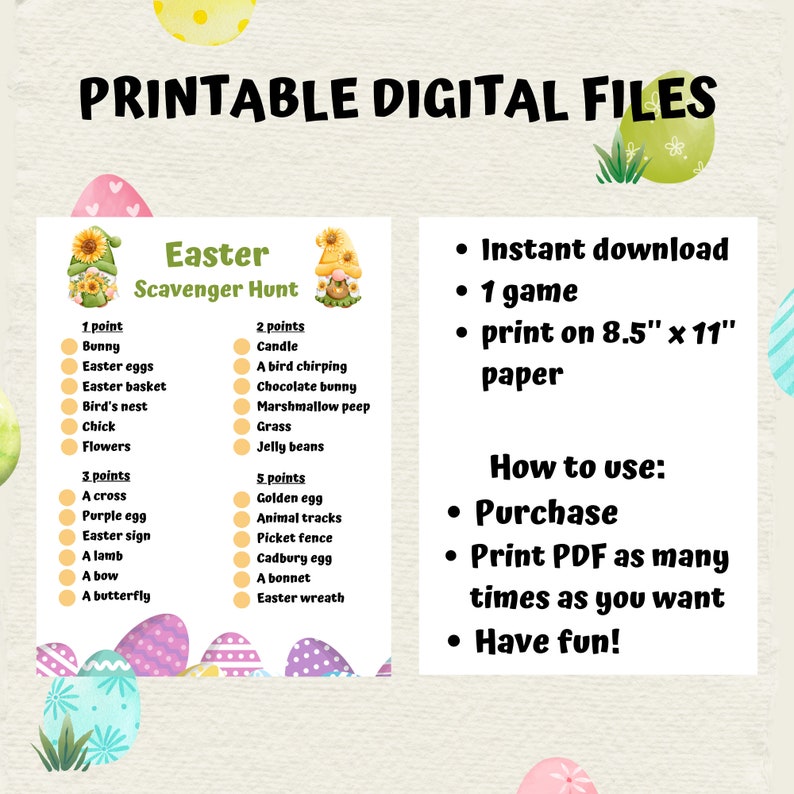 Easter Scavenger Hunt Printable | Easter Game | Easter Activities for ...