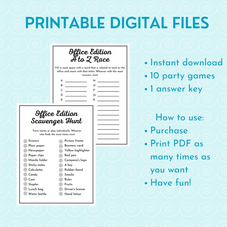 Office Party Games Bundle | Printable Games for Team Building ...