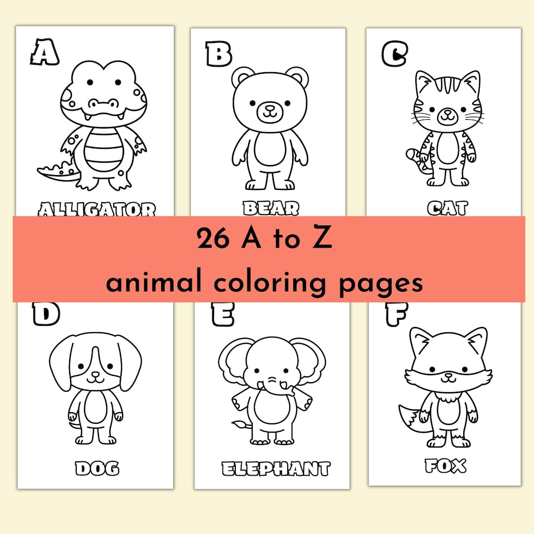 26 ABC Printable Alphabet Animal Coloring Pages, Kindergarten Activity ...