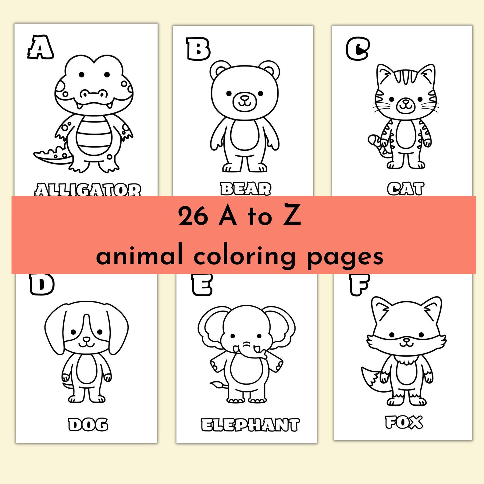 26 ABC Printable Alphabet Animal Coloring Pages, Kindergarten Activity ...