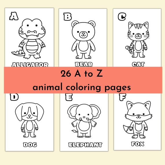 26 ABC Printable Alphabet Animal Coloring Pages Kindergarten - Etsy
