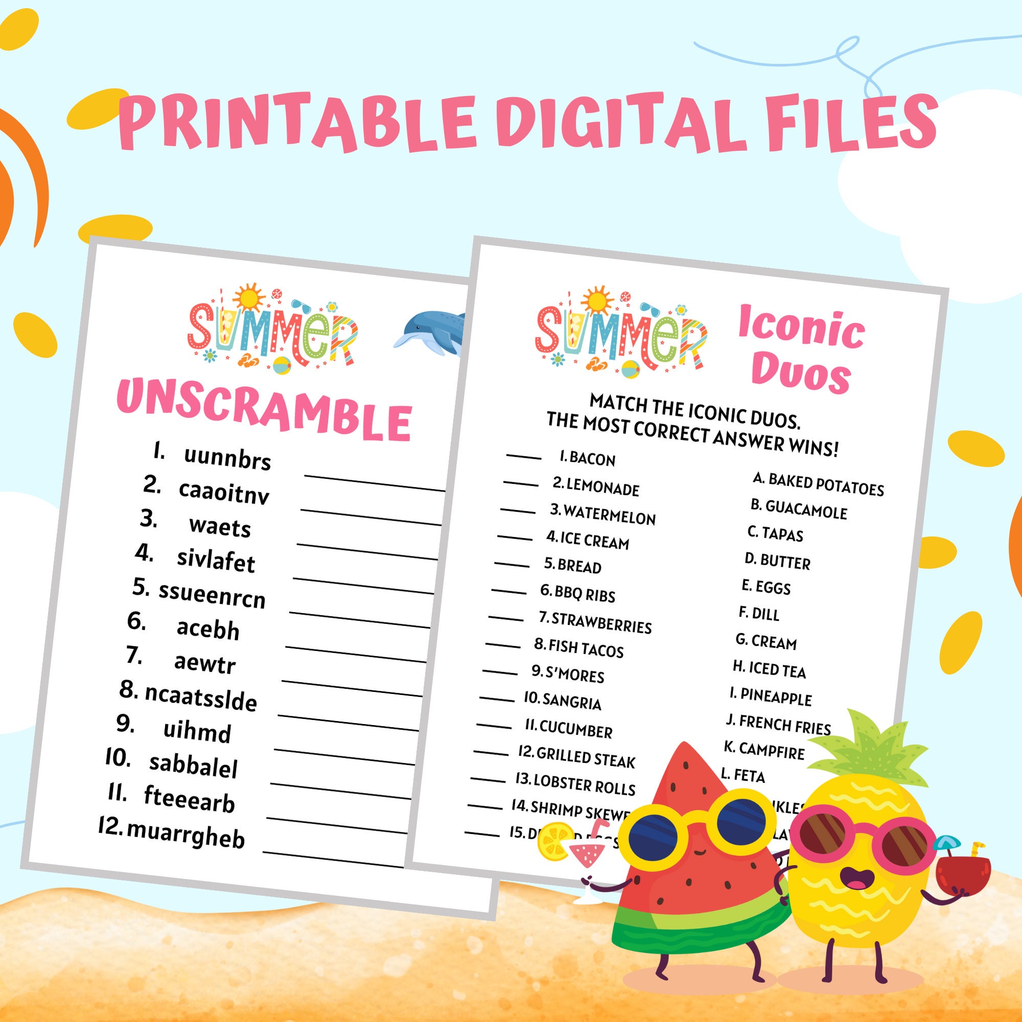 Summer Printable | Summer Activities for Kids | Adult Pool Party Game ...