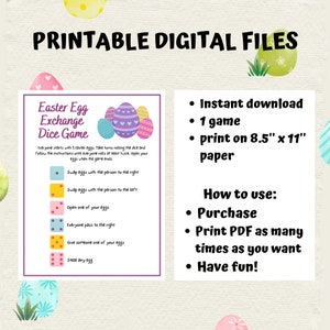 Easter Egg Exchange Dice Game | Printable Easter Game | Easter ...