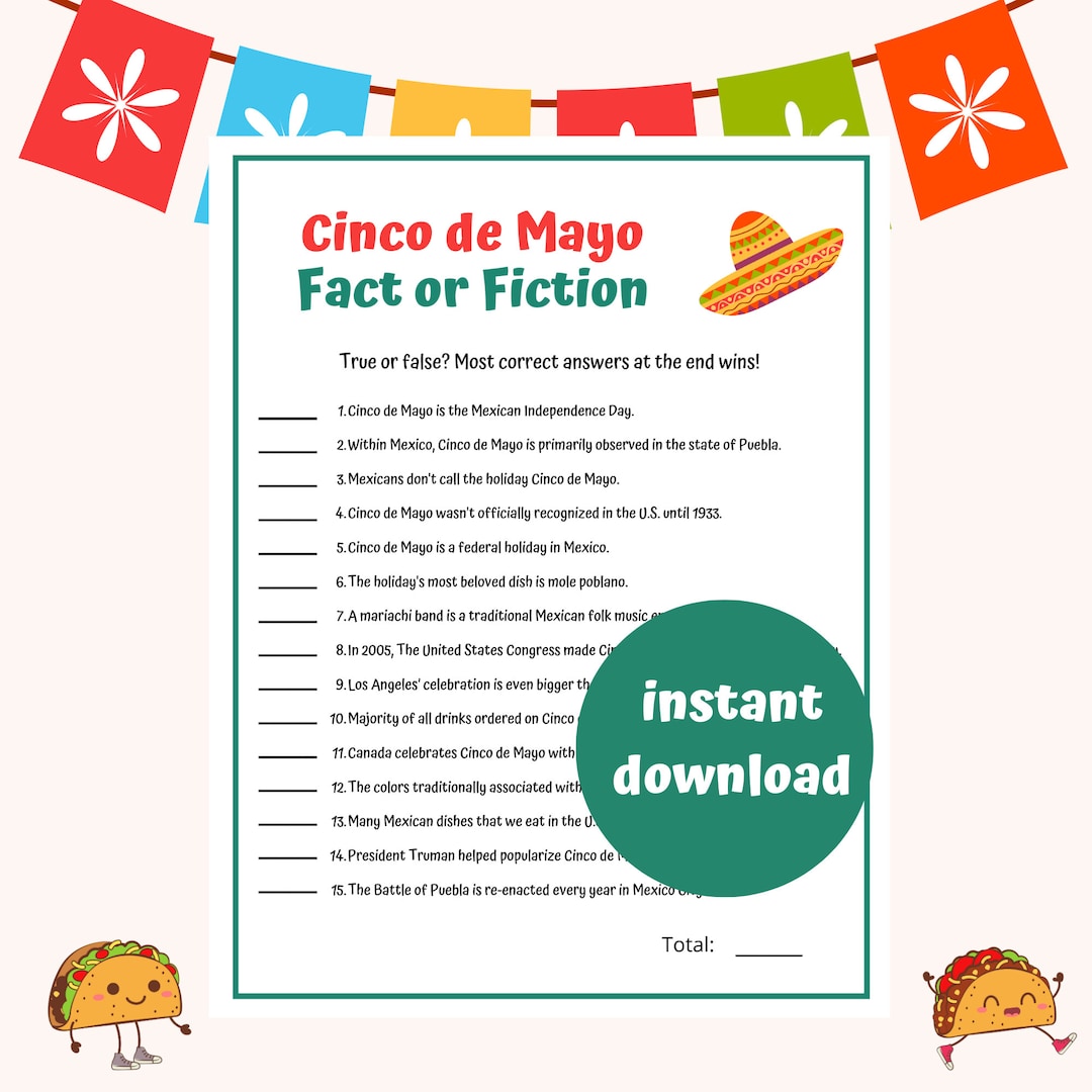 Cinco De Mayo Fact or Fiction Game | Mexican Trivia Game | Fiesta Fun ...