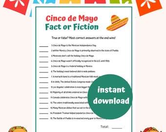 Test Your Spanish Printable Cinco De Mayo Party Game Fiesta Classroom ...