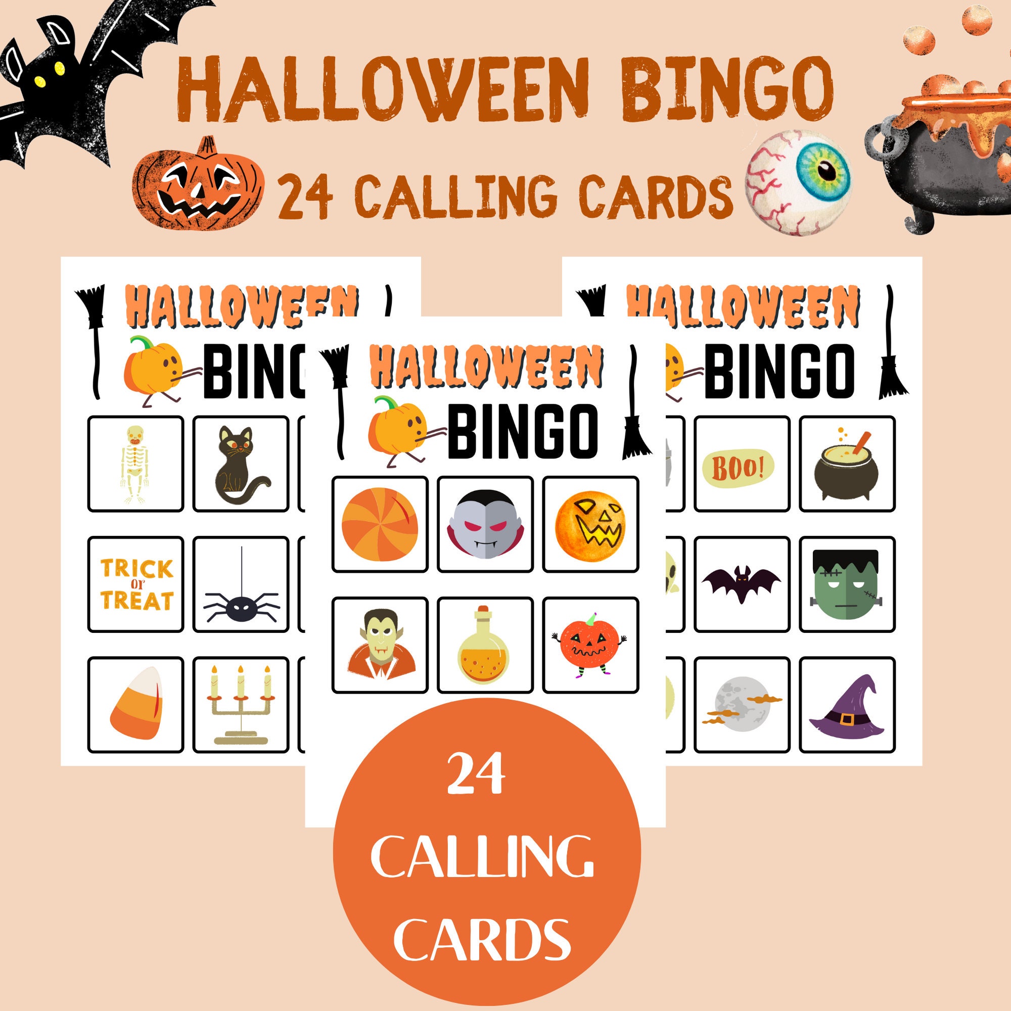 Printable 20 Halloween BINGO Cards Halloween BINGO Game for - Etsy