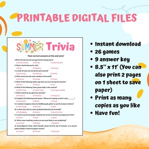 Summer Printable | Summer Activities for Kids | Adult Pool Party Game ...