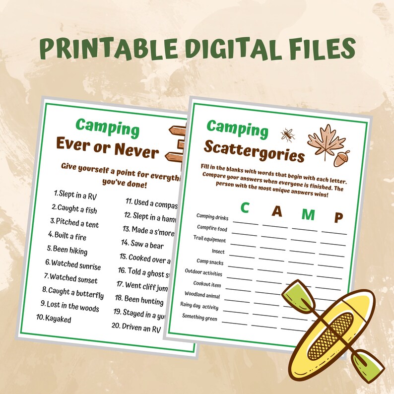 Camping Games Bundle RV Road Trip Games Camping Games Printable Camping ...