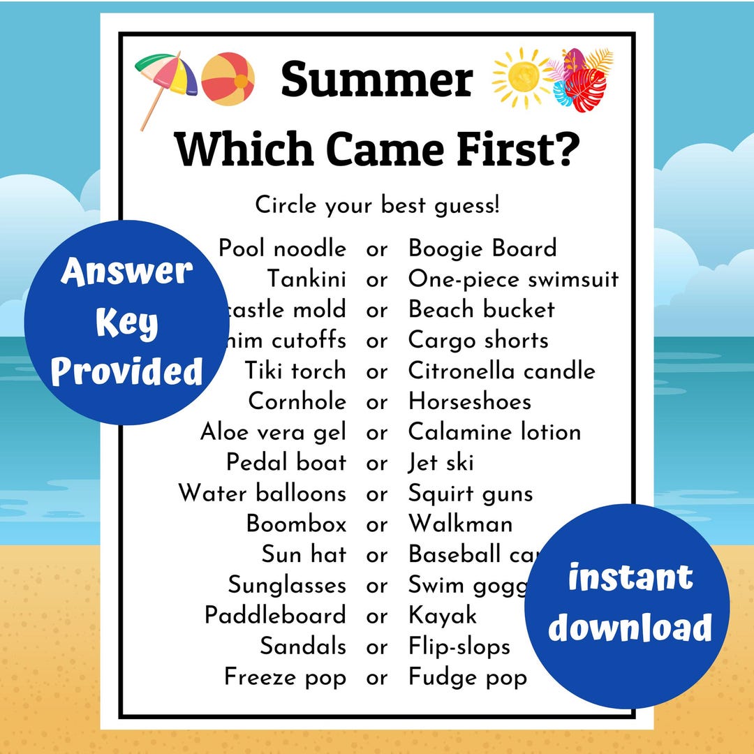 Summer Trivia Game | Summer Break Which Came First Quiz | Summertime ...