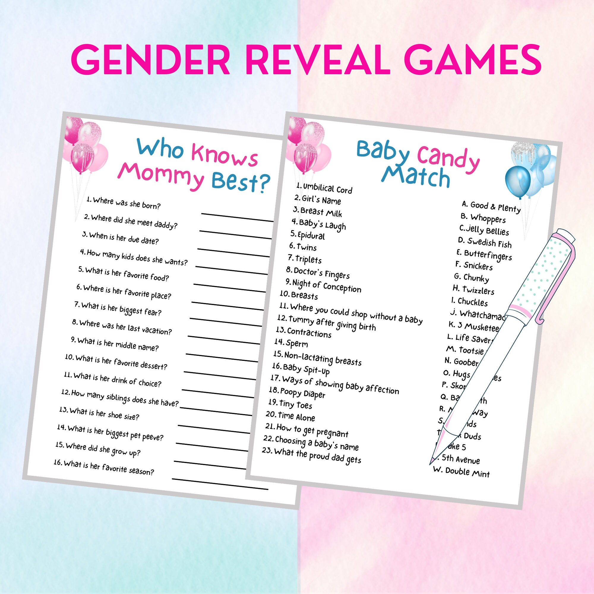 25 Gender Reveal Games Printable Gender Reveal Party Games - Etsy Australia