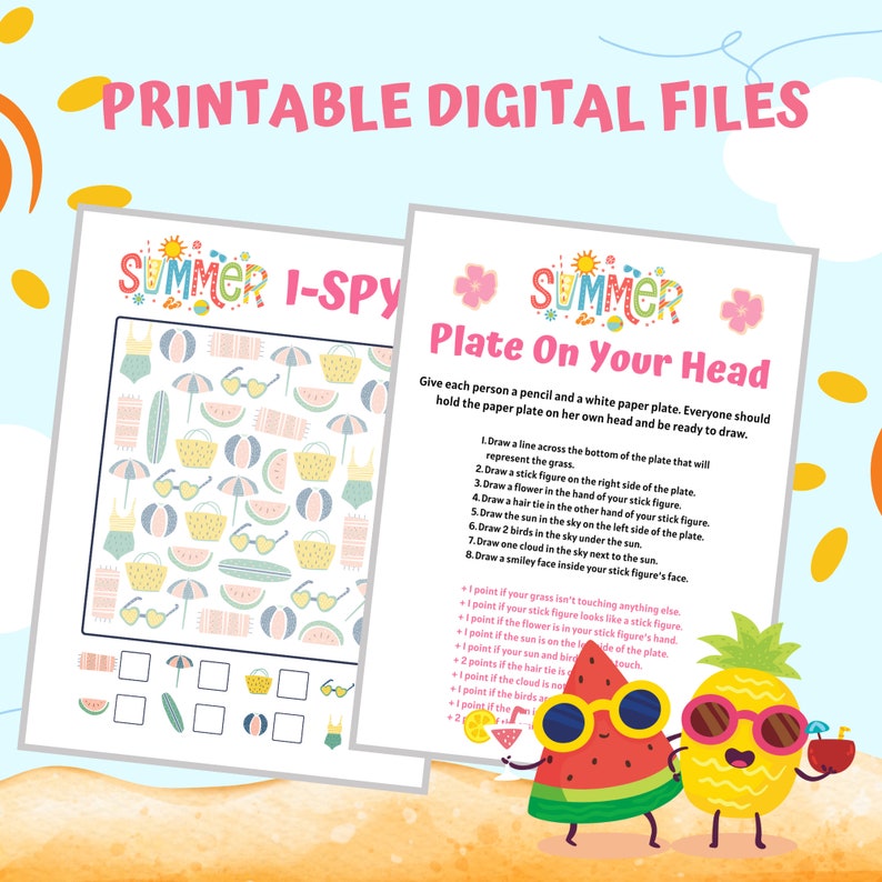 Summer Printable | Summer Activities for Kids | Adult Pool Party Game ...