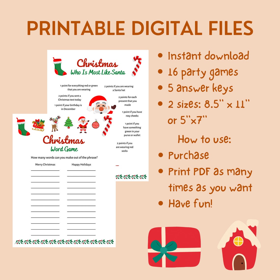 16 Christmas Games Bundle Christmas Party Games Christmas Games for ...