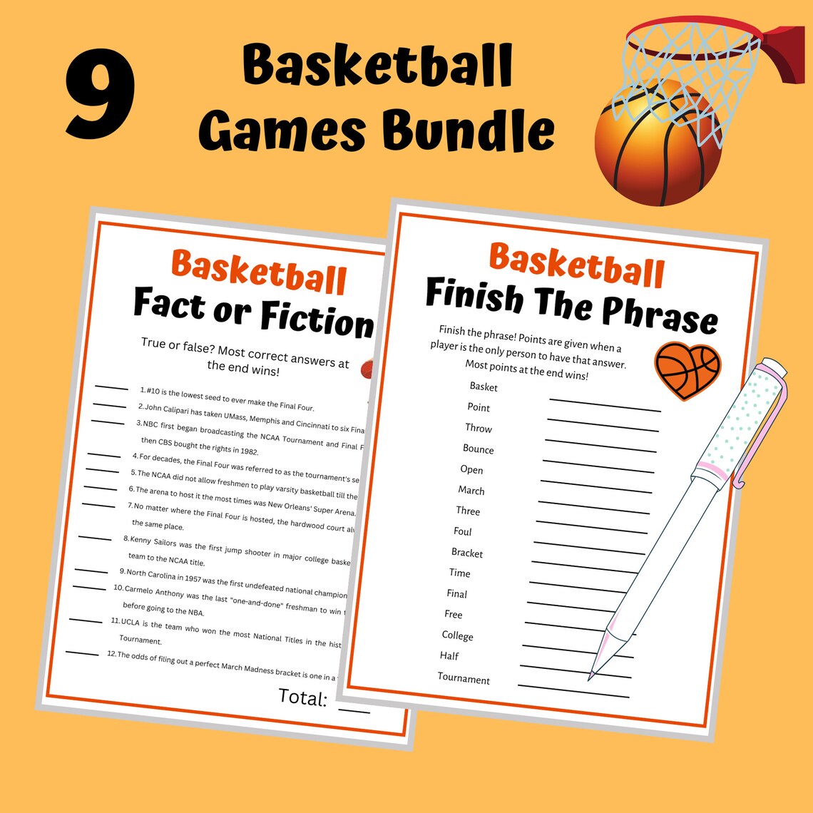 2024 March Madness NCAA Games Bundle Printable March Madness NCAA ...