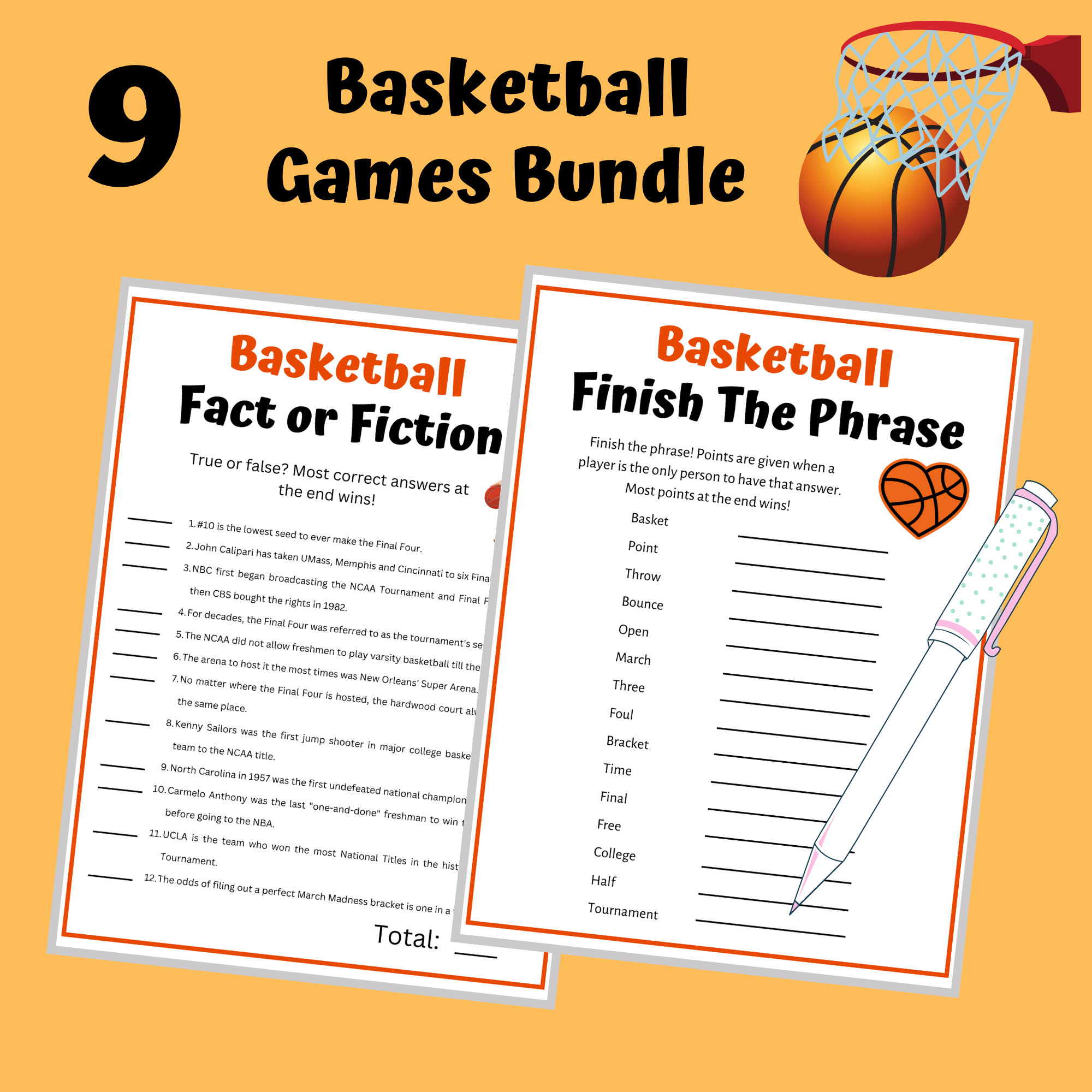 2024 March Madness NCAA Games Bundle Printable March Madness NCAA ...