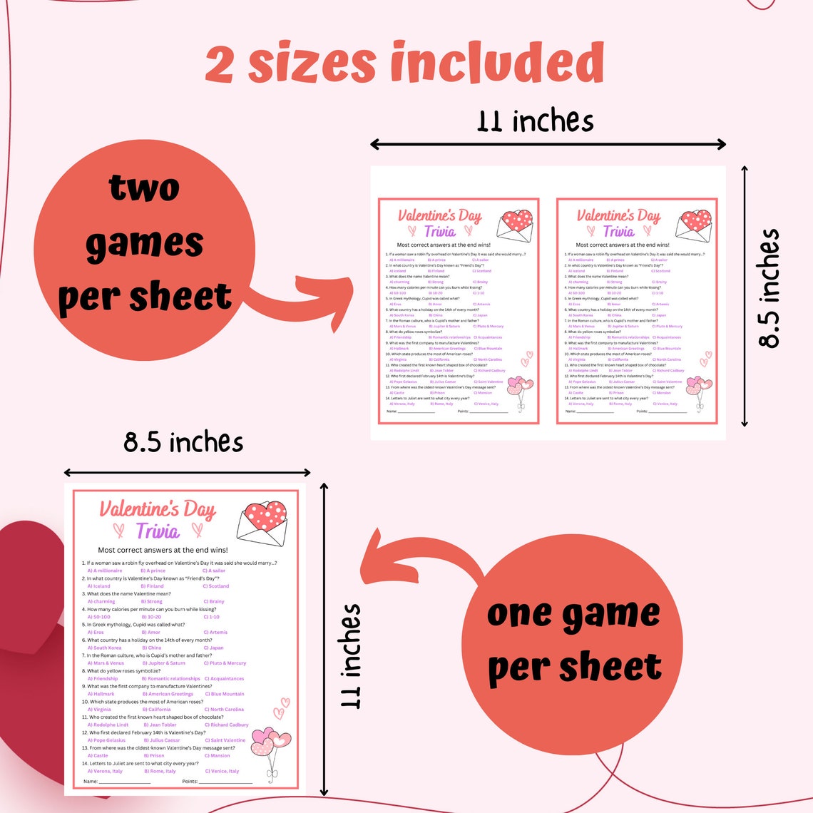 Valentine’s Day Trivia Game | Adult Valentines Trivia | Printable ...
