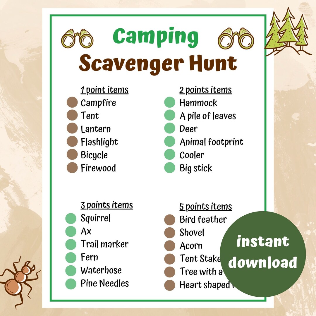 Camping Scavenger Hunt | Camp Icebreaker | Camping Activities for ...