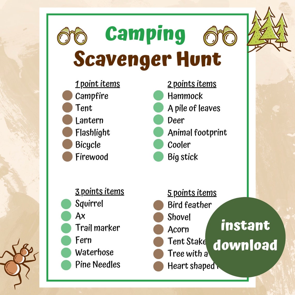 Camping Scavenger Hunt | Camp Icebreaker | Camping Activities for ...
