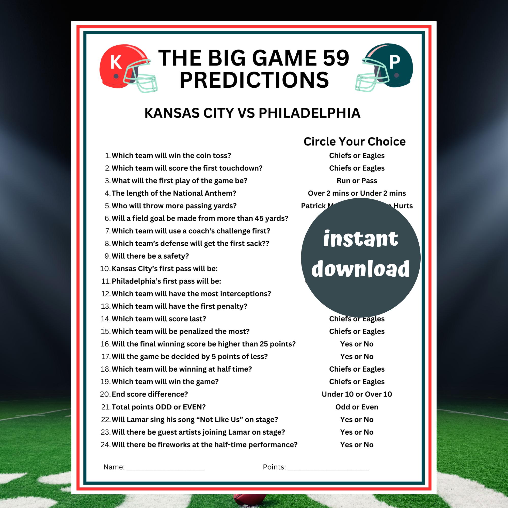 Game Time 59 Predictions, Big Game 2025, Super 59 Game, Kansas City Vs ...