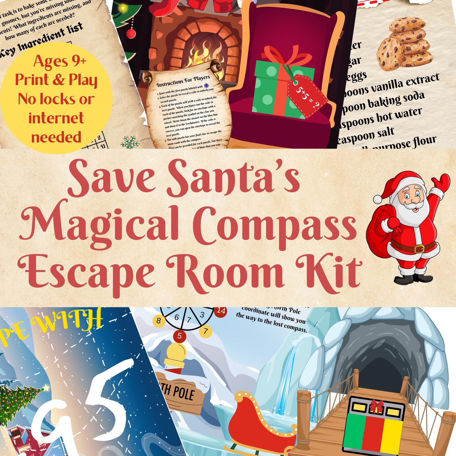 Christmas Escape Room for Kids, Printable Escape Room Kit, Christmas ...