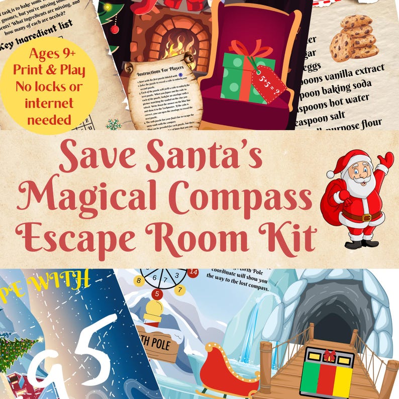 Christmas Escape Room for Kids, Printable Escape Room Kit, Christmas ...