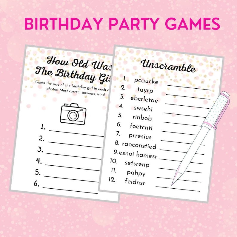 10 Printable Birthday Games for Her Bundle | Adult Birthday Games ...