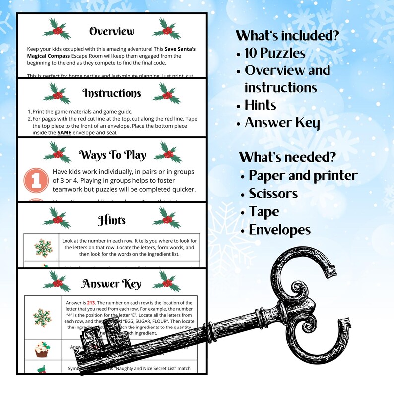 Christmas Escape Room for Kids, Printable Escape Room Kit, Christmas ...