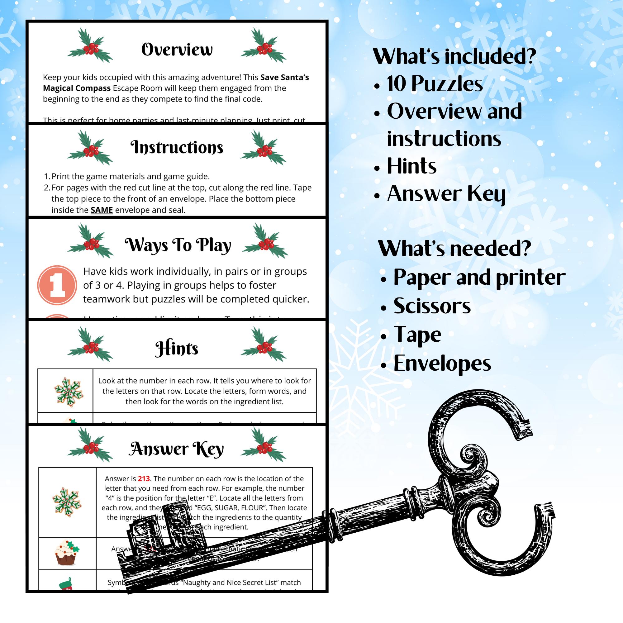 Christmas Escape Room for Kids, Printable Escape Room Kit, Christmas ...