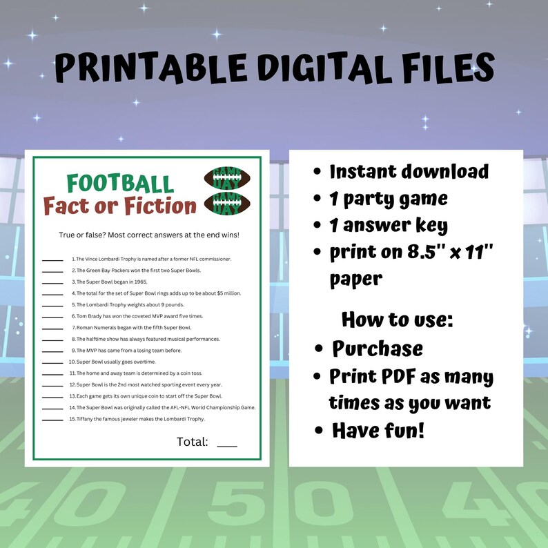 Football Fact or Fiction | Bowl Party Games | Football Party Games ...