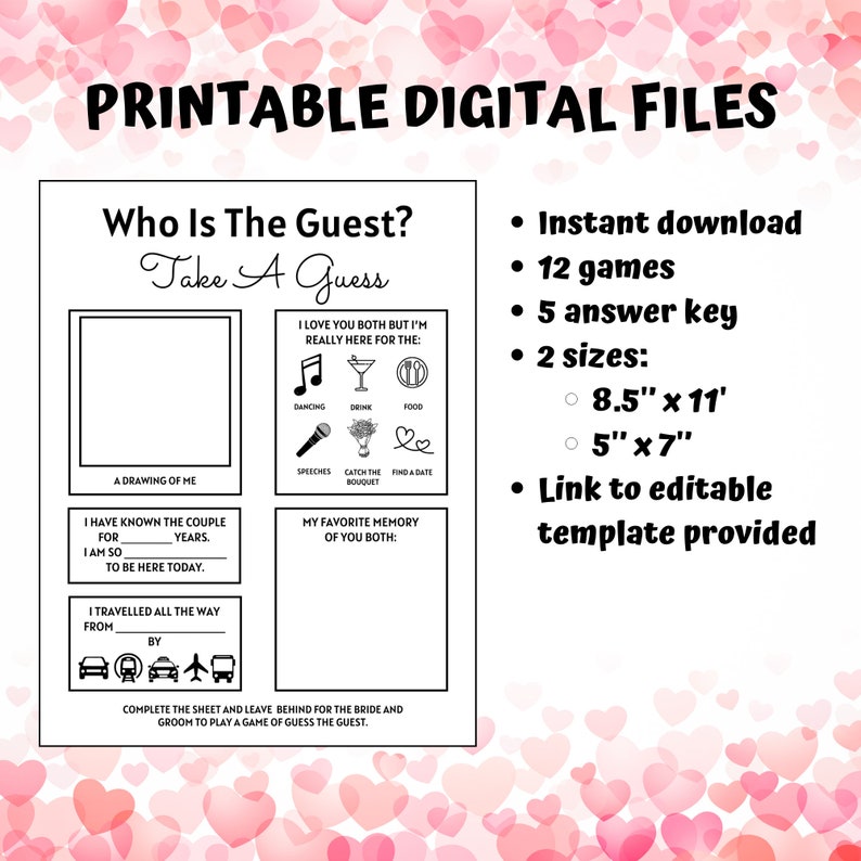 Editable Wedding Table Games Bundle | Editable Wedding Rehearsal Games ...