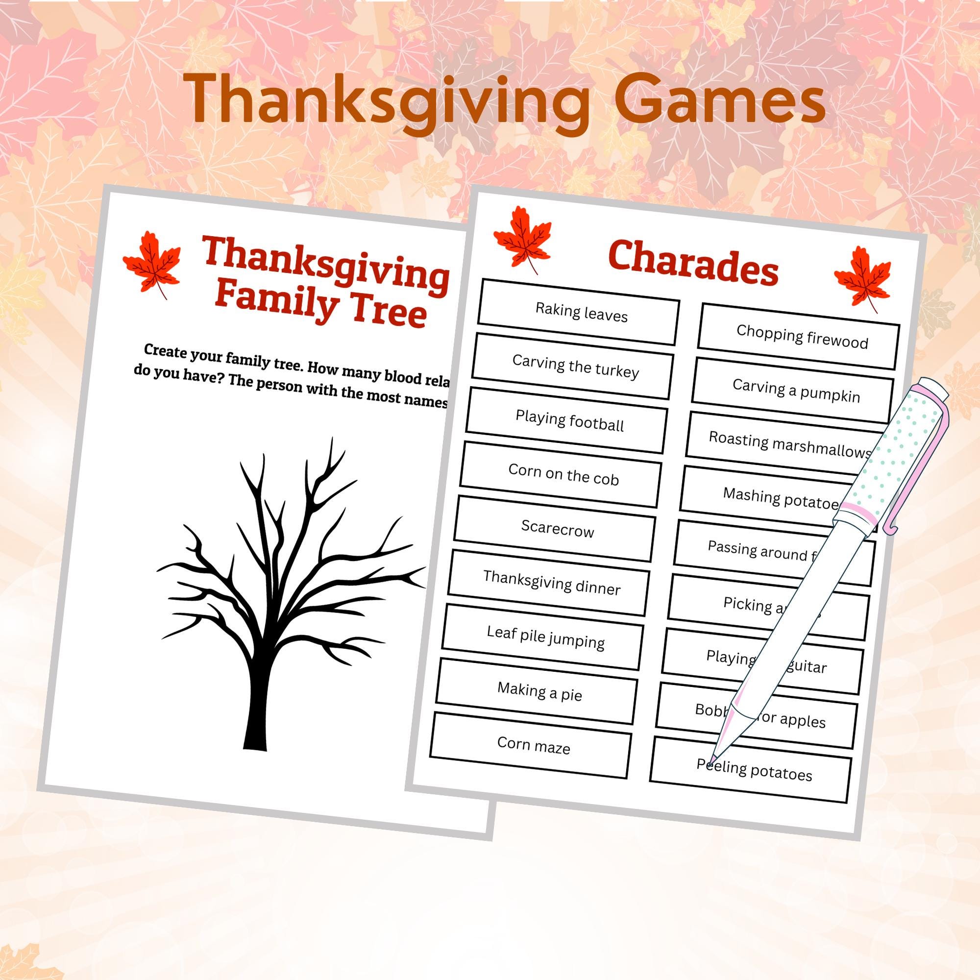20 Thanksgiving Games Bundle | Thanksgiving Dinner Party Printable ...