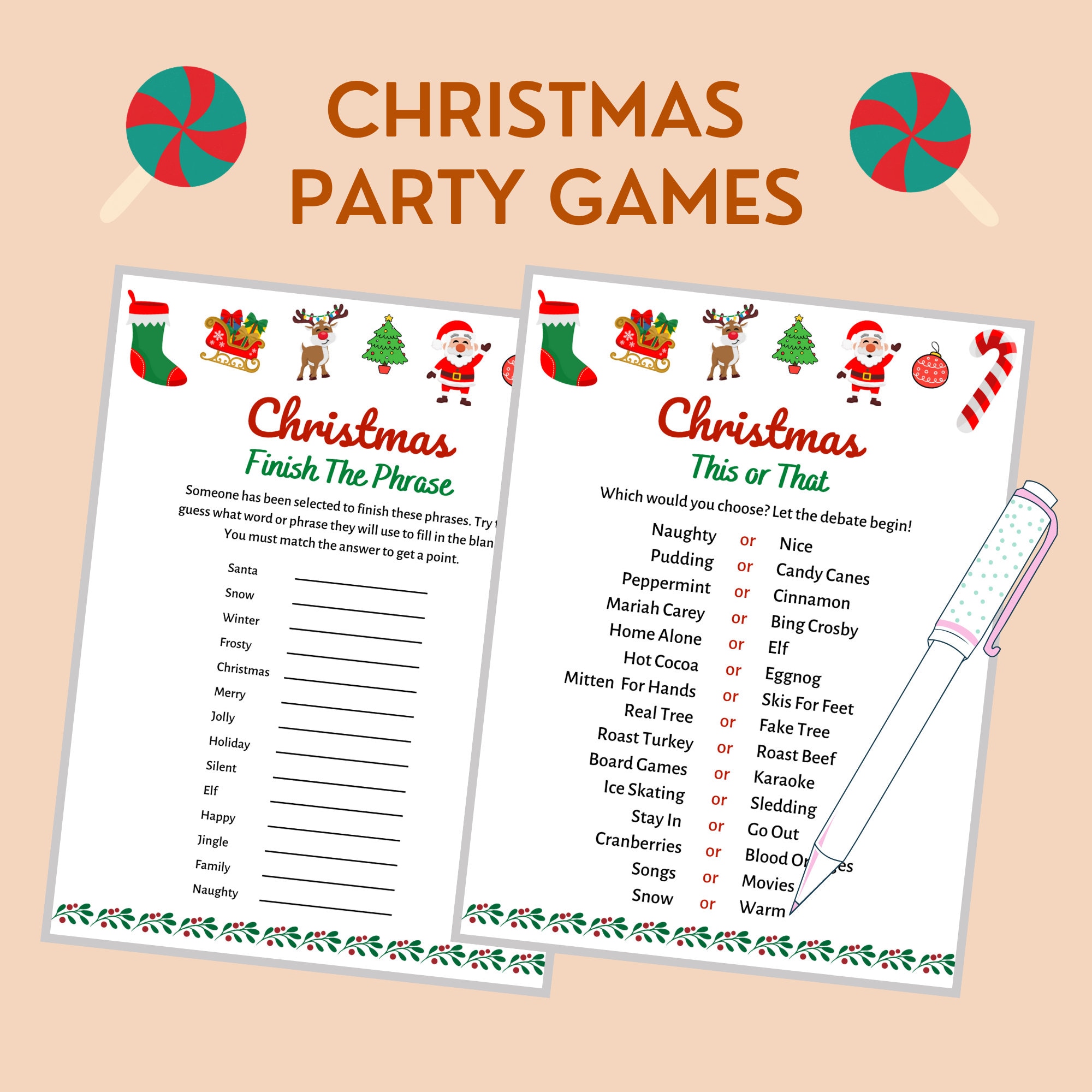 16 Christmas Games Bundle Christmas Party Games Christmas Games for ...