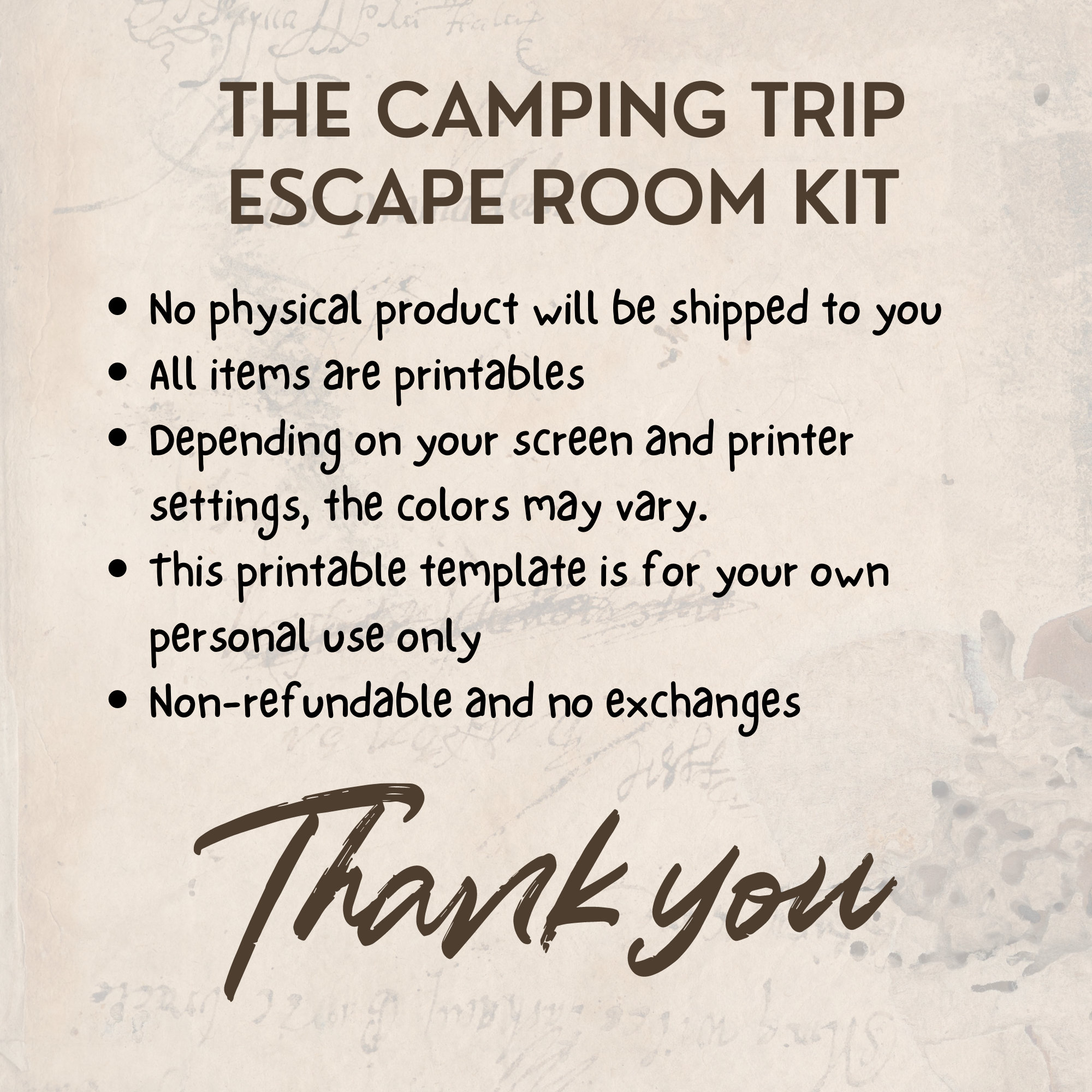 Escape Room for Kids Printable Escape Room Kit the Camping - Etsy