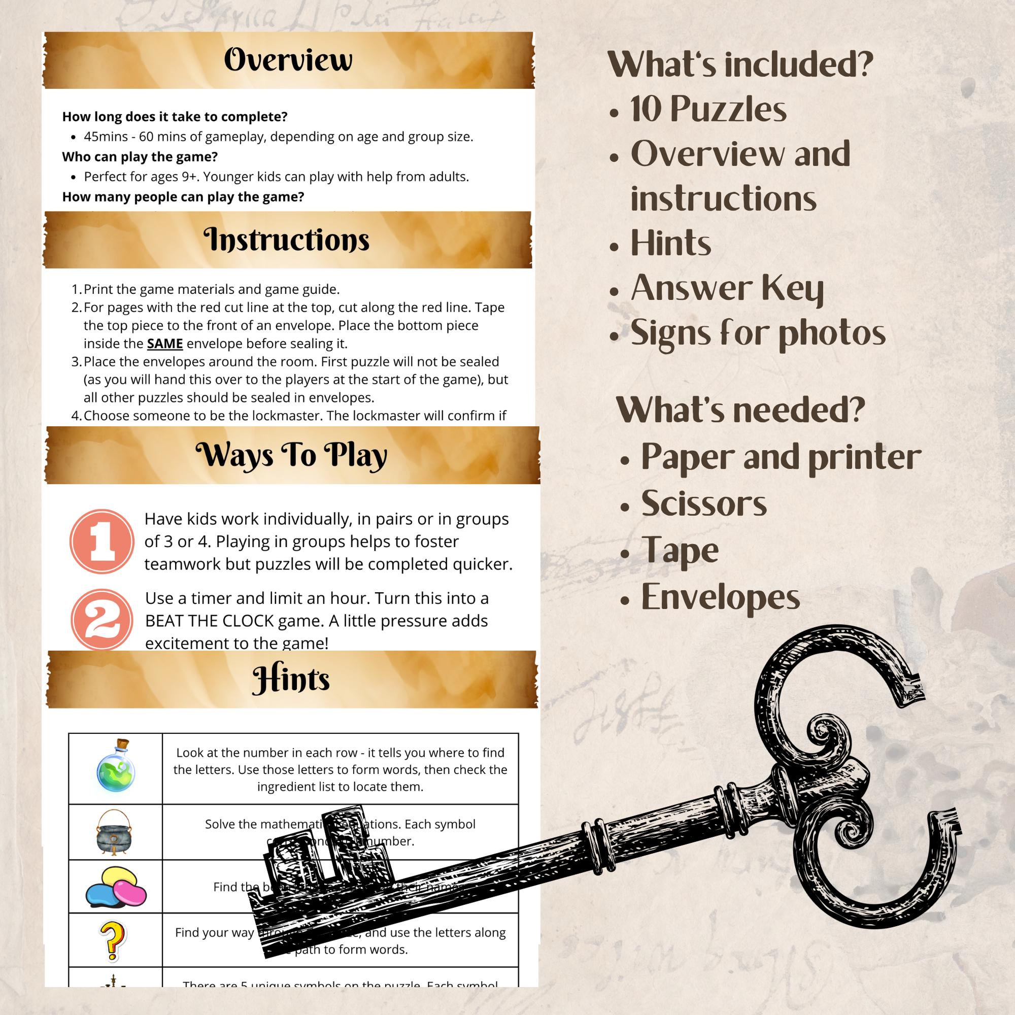 Escape Room for Kids | Printable Escape Room Kit | the Wizard School ...