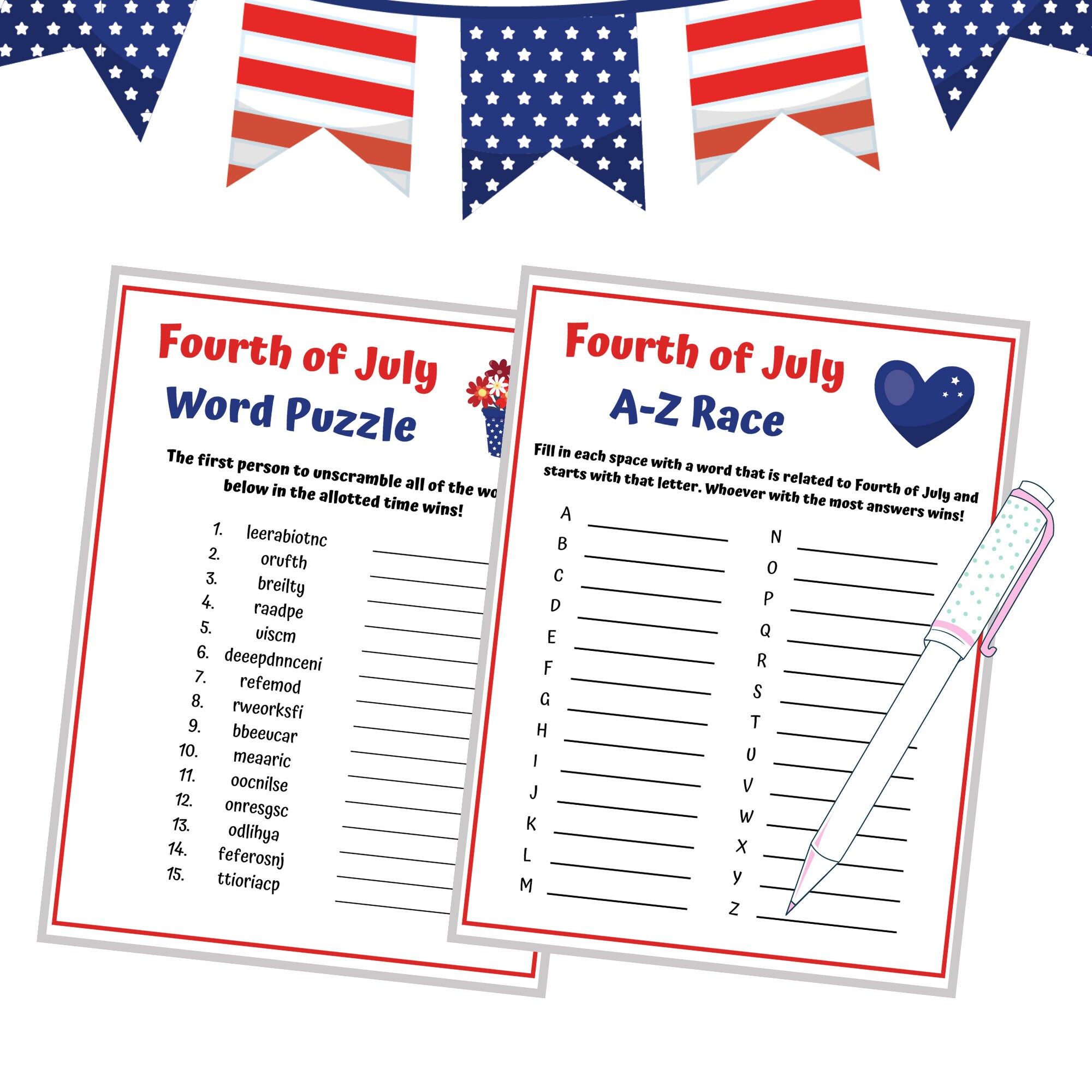 10 Fourth of July Games Bundle | Independence Day | Patriotic Games ...