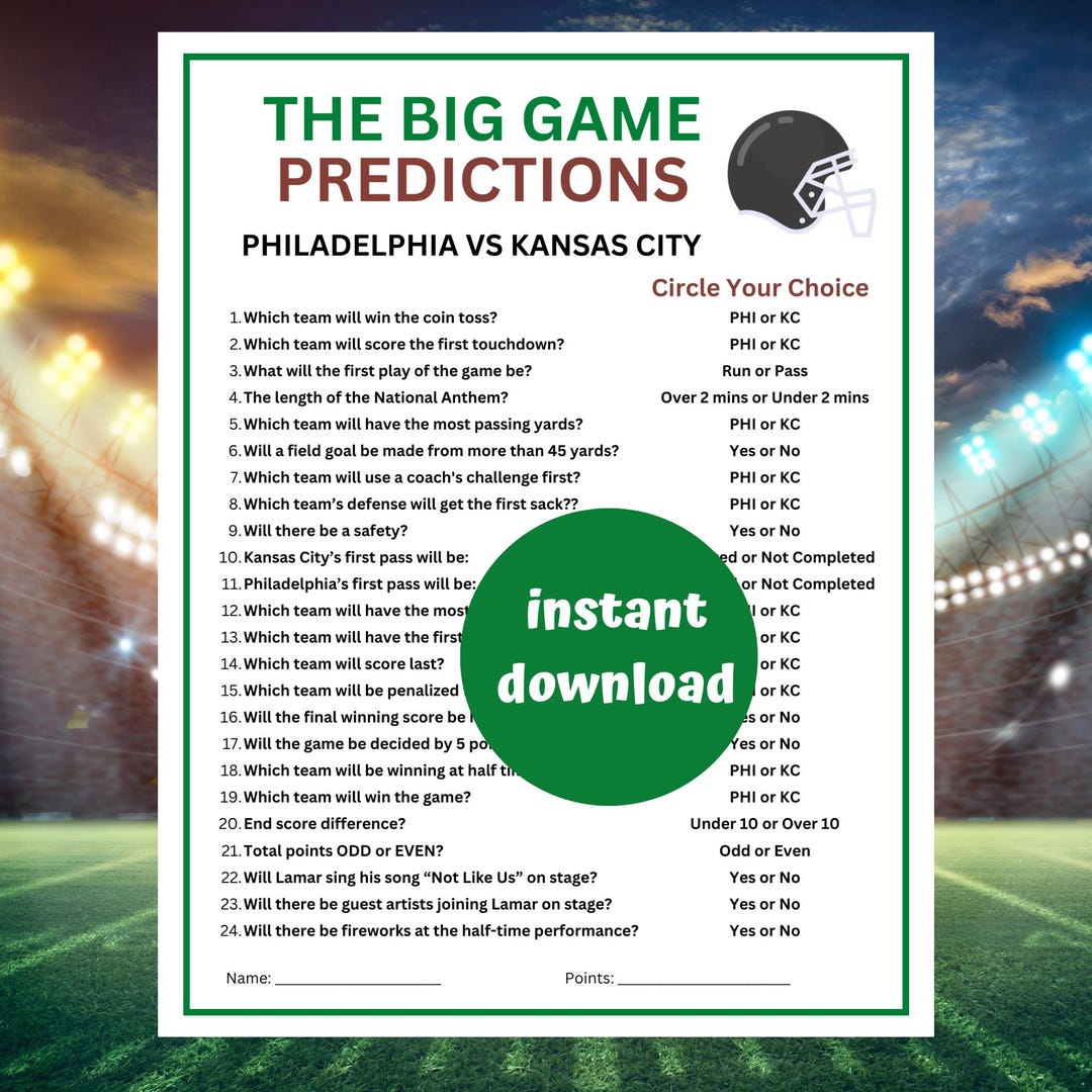 The Big Game 59 Predictions | Super 59 Predictions | Football Party ...