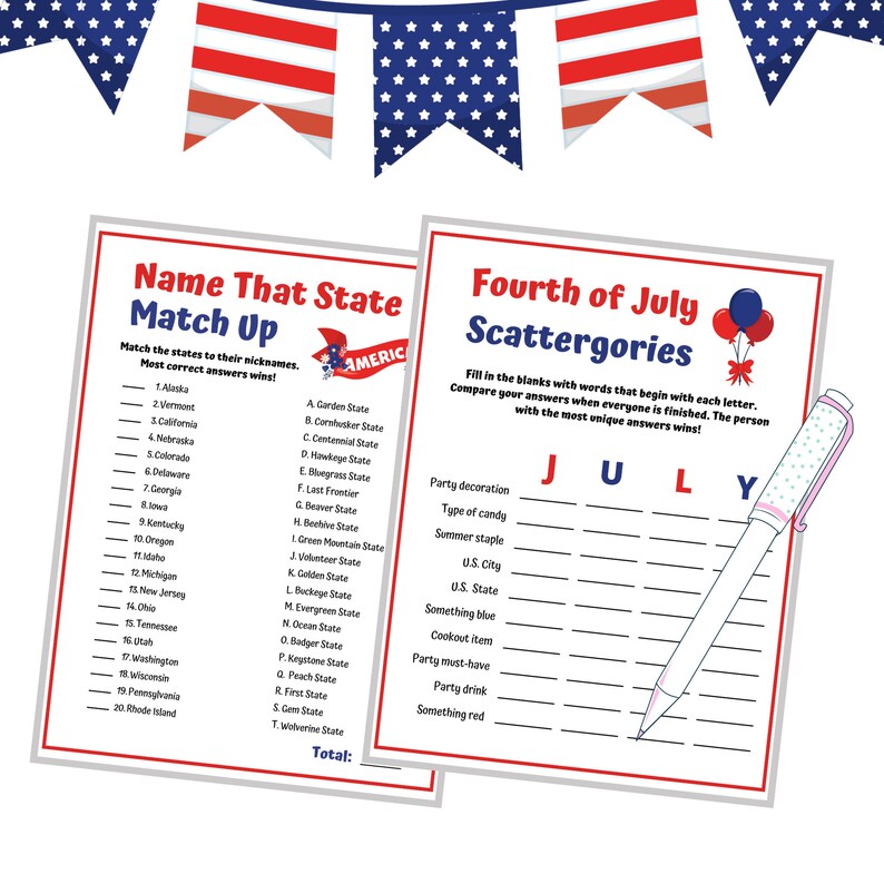 10 Fourth of July Games Bundle | Independence Day | Patriotic Games ...