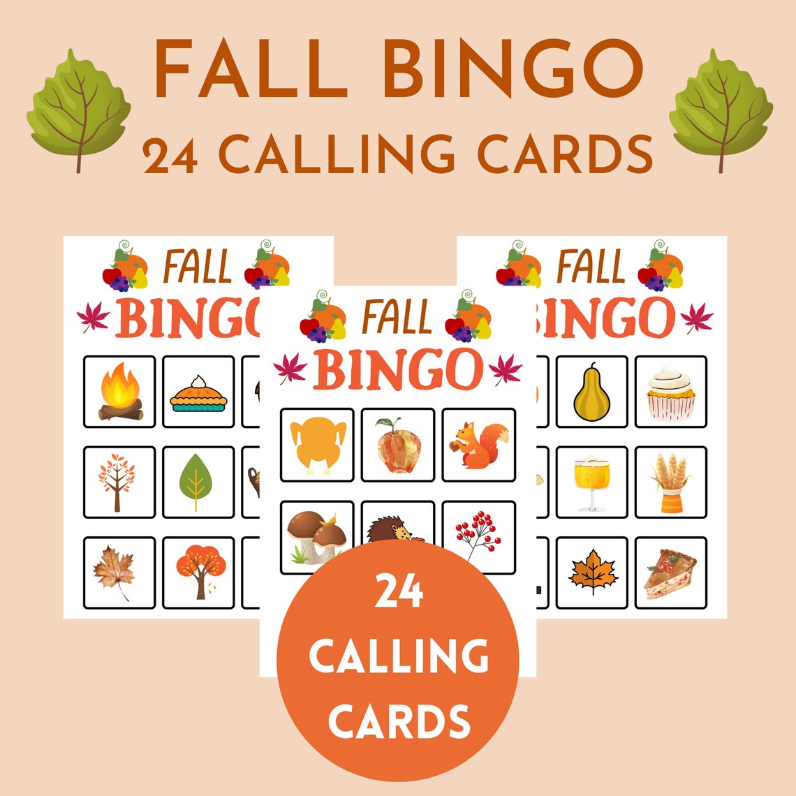 30 Cards Fall Bingo Printable | Seasonal Game for Adults and Kids ...